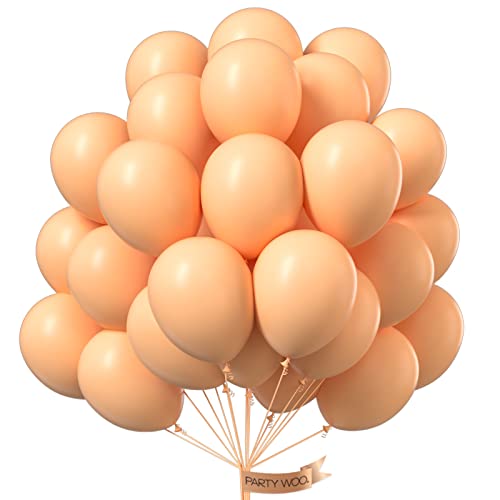 PartyWoo Peach Balloons, 50 pcs 10 Inch Light Peach Balloons, Peach Latex Balloons for Balloon Garland or Balloon Arch as Party Decorations, Birthday Decorations, Baby Shower Decorations, Peach-Q12