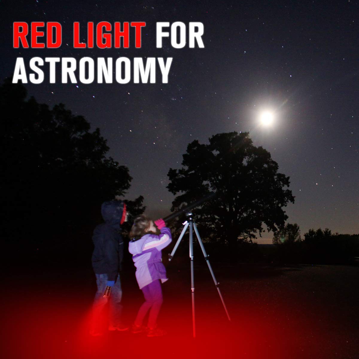 LUMENSHOOTER Upgraded Zoomable Red Flashlight, 4 Color in 1 Flash Light, Green Red Blue White Multi-Color RGBW Led with Memory for Night Vision, Fishing, Astronomy(Batteries Not Included)