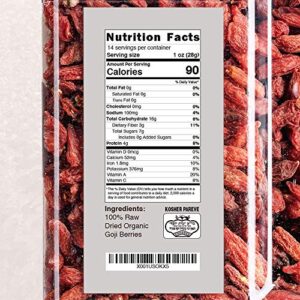 Roots Circle USDA Organic Dried Goji Berries 14.1oz Jar 1 Pack | Bulk Supply of Goji Berry Fruit Superfood | Naturally Rich in Antioxidants to Support Healthy Skin | Raw, Natural, Vegan, Non-GMO, Kosher