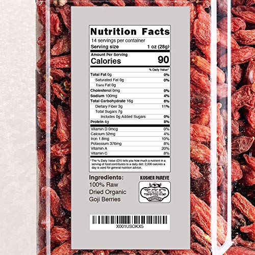 Roots Circle USDA Organic Dried Goji Berries 14.1oz Jar 1 Pack | Bulk Supply of Goji Berry Fruit Superfood | Naturally Rich in Antioxidants to Support Healthy Skin | Raw, Natural, Vegan, Non-GMO, Kosher