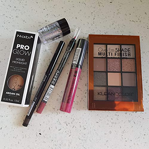 Glam Lux Beauty Bundle Box of 5 Full Size Cosmetic Products, Great gifts under $10, Includes a range of products eyeshadow, eyeliners, lip liners, glitter, lip gloss, bronzers, & highlighters