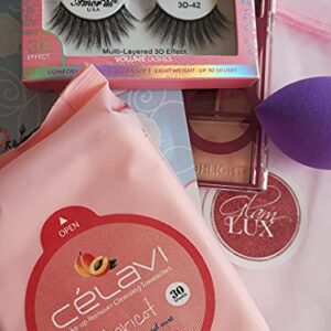 Glam Lux Beauty Bundle Box of 5 Full Size Cosmetic Products, Great gifts under $10, Includes a range of products eyeshadow, eyeliners, lip liners, glitter, lip gloss, bronzers, & highlighters