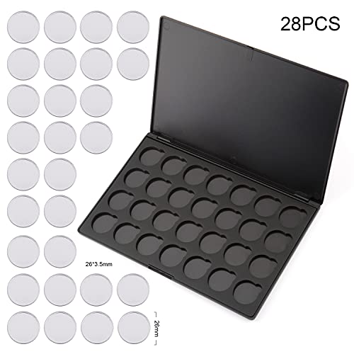 Allwon Empty Magnetic Eyeshadow Makeup Palette with 28Pcs 26mm Round Metal Pans