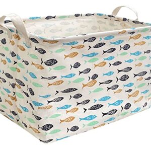 Essme Rectangular Fabric Storage Box,Collapsible Storage Basket Bins Organizer with Handles for Kids Room,Shelf Basket,Toy Organizer(Fish)