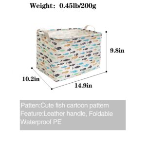 Essme Rectangular Fabric Storage Box,Collapsible Storage Basket Bins Organizer with Handles for Kids Room,Shelf Basket,Toy Organizer(Fish)