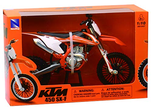 New-Ray KTM 450 SXF Dirt Bike, Realistic and Functional, Kids Toy or Collectible Motorcycle 1/10 Scale (57943)