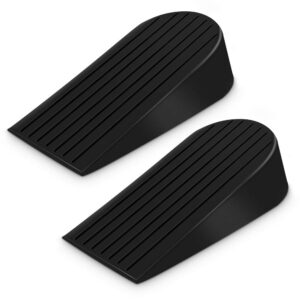 door stops rubber,door stopper security 2 pack,big door stops for school&garage heavy metal doors,height up to 1.9inches,safe for all floors,hold doors with gaps 0.35 to 1.9 inches (black)