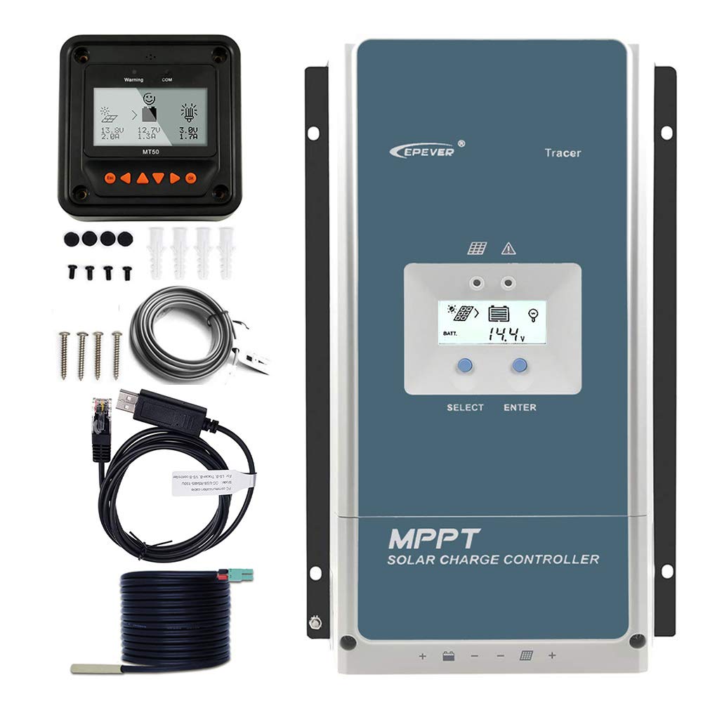 EPEVER 60A MPPT Charge Controller 48V 36V 24V 12V Auto, 60 amp Negative Ground Solar Controller MPPT Max 150V Input fit for Litium Sealed (AGM) Gel Flooded User Battery