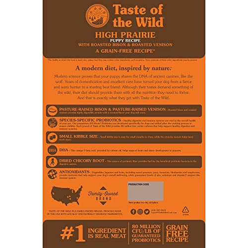 Taste of the Wild High Prairie Grain-Free Dry Dog Food with Roasted Bison and Venison for Puppies 28lb