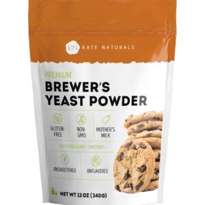 Brewers Yeast Powder for Lactation to Boost Mother's Milk - Kate Naturals. Brewer's Yeast Powder for Lactation Cookies. Gluten Free & Non-GMO Lactation Supplement. Edible for Dogs & Ducks (12oz)