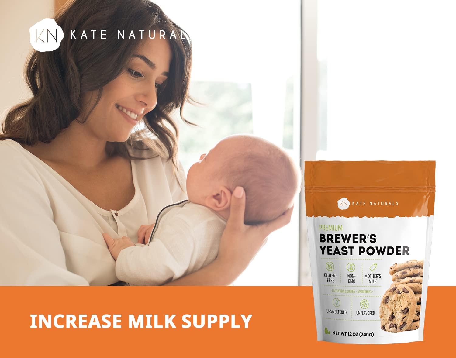 Brewers Yeast Powder for Lactation to Boost Mother's Milk - Kate Naturals. Brewer's Yeast Powder for Lactation Cookies. Gluten Free & Non-GMO Lactation Supplement. Edible for Dogs & Ducks (12oz)