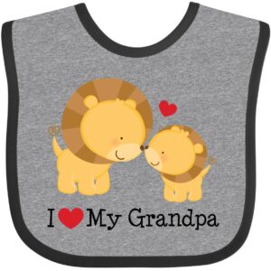 inktastic I Love My Grandpa Baby Bib Heather and Black Efbc