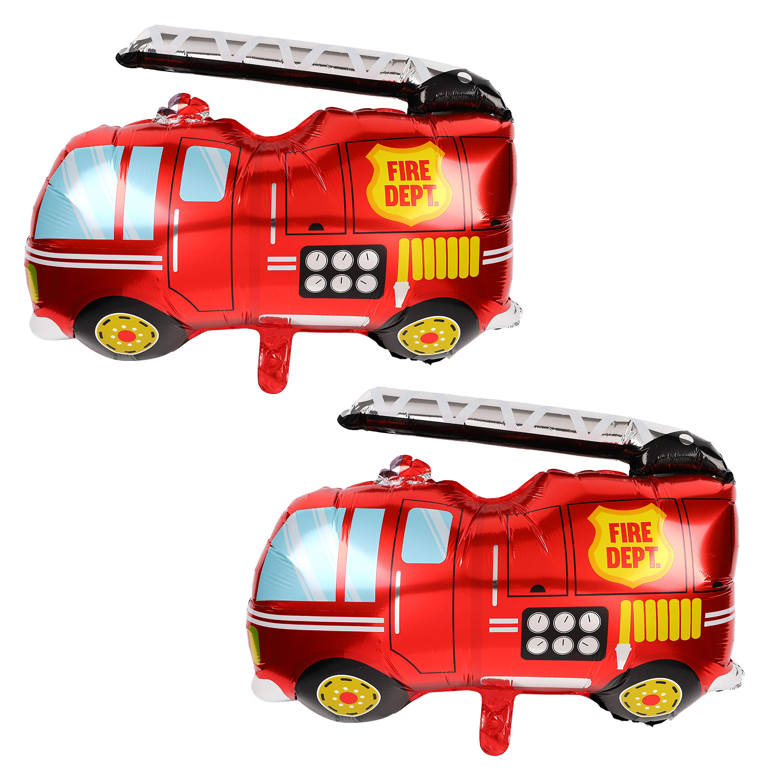 2 Pcs Jumbo Fire Truck Foil Mylar Balloon Helium Large Birthday Party Decorations Supplies Red