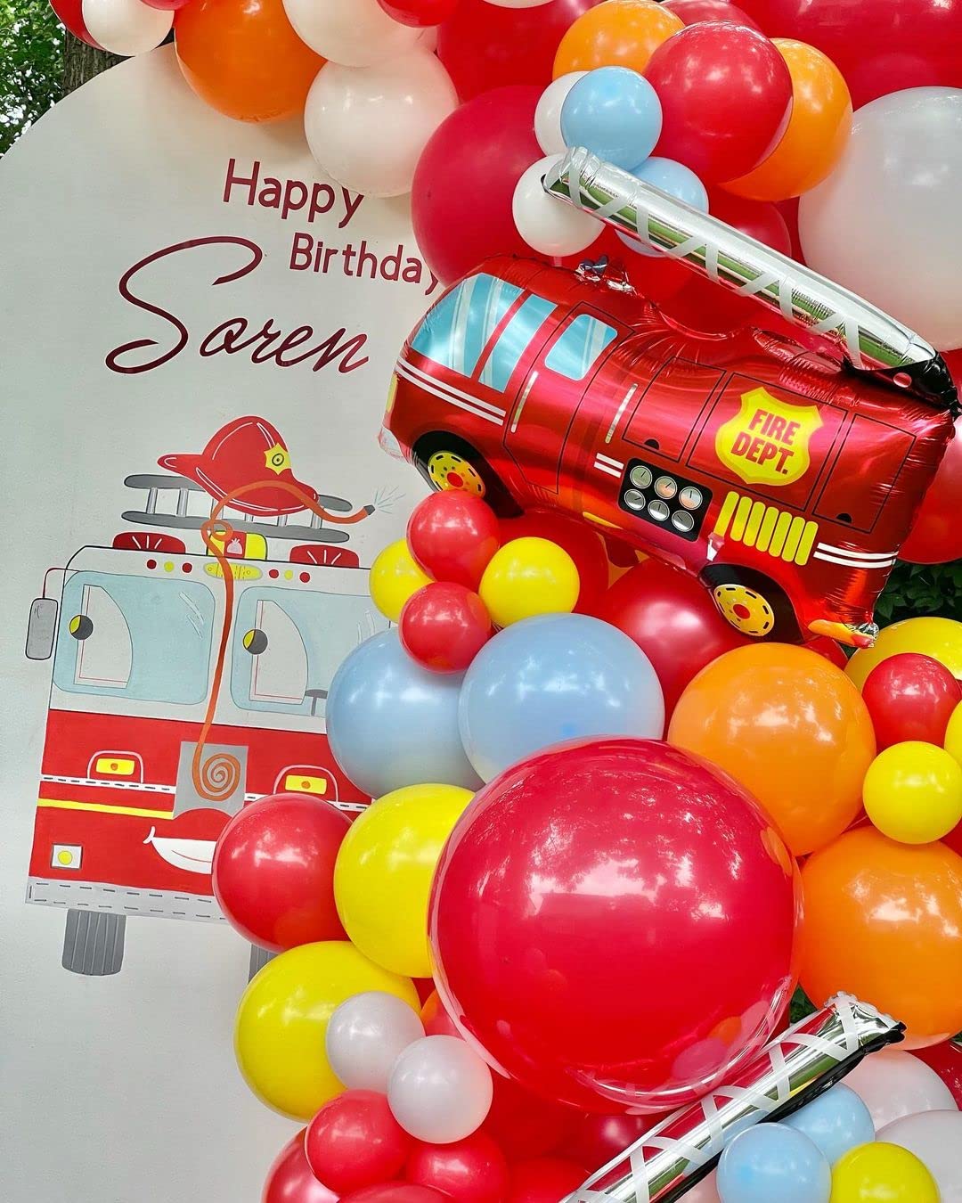 2 Pcs Jumbo Fire Truck Foil Mylar Balloon Helium Large Birthday Party Decorations Supplies Red