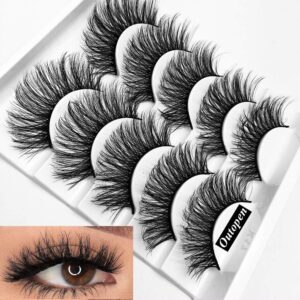 outopen 3d mink lashes natural wispy false eyelashes 15mm fluffy long eye lashes eye makeup tools 5 pairs pack(q1 | 13-15mm)