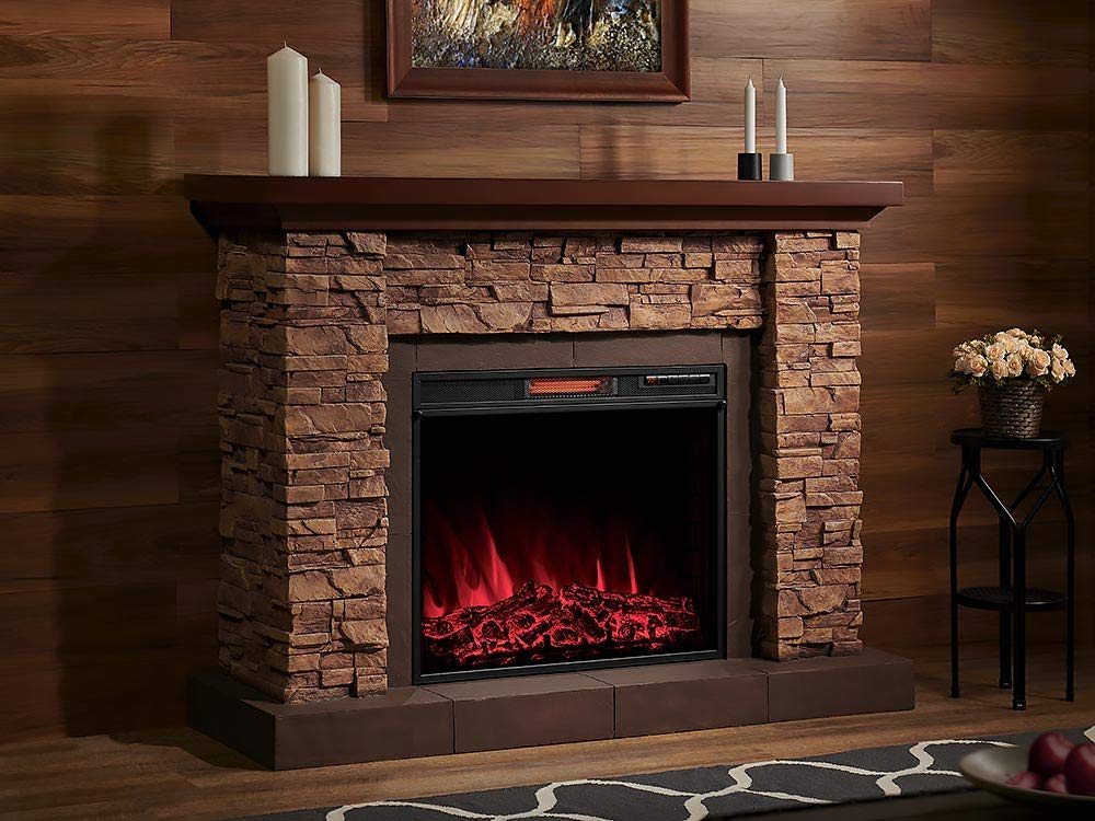 Comfort Smart Stackstone Electric Fireplace Mantel Package - Brown Stone, ASSM-021-2856