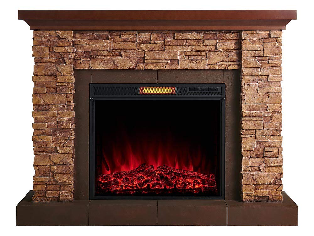 Comfort Smart Stackstone Electric Fireplace Mantel Package - Brown Stone, ASSM-021-2856