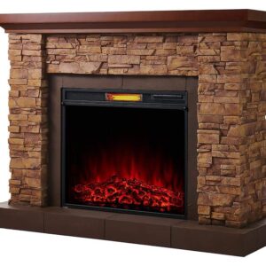 Comfort Smart Stackstone Electric Fireplace Mantel Package - Brown Stone, ASSM-021-2856