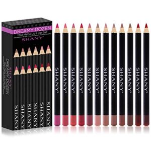 shany dreamy dozen matte lip liner set vegan - long-lasting professional velvet cruelty-free lipstick pencils pens in varying shades - pack of 12