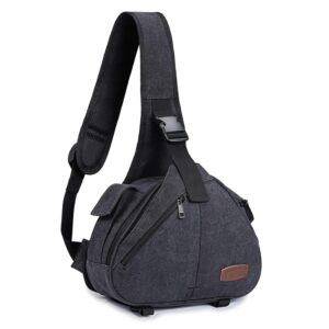 s-zone canvas camera sling bag dslr lens anti-theft backpack shoulder crossbody case with tripod holder