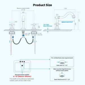 gotonovo 3-Hole Widespread Bathroom Faucet Double Cross Handle Mixer Tap for Bathroom Sink Deck Mount Hot Cold Water Matching Pop Up Drain with Overflow Oil Rubbed Bronze Victorian Spout