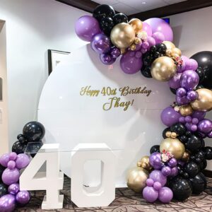 PartyWoo Black and Purple Balloons, 40 pcs 12 Inch Pearl Purple Balloons, Marble Balloons, Purple and Black Balloons, Royal Purple Balloons for Purple Party Decorations, Vampire Party, Vampirina Party