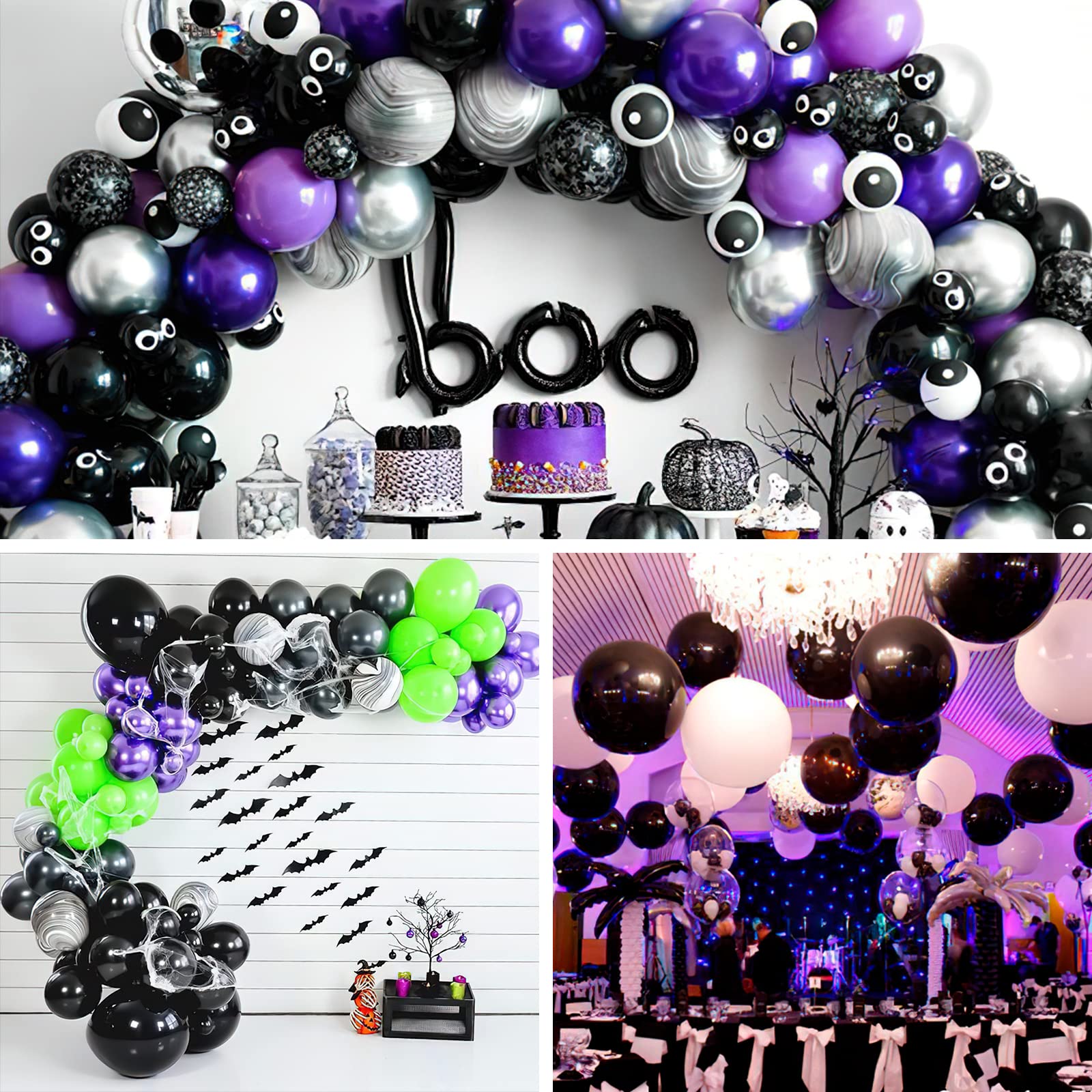 PartyWoo Black and Purple Balloons, 40 pcs 12 Inch Pearl Purple Balloons, Marble Balloons, Purple and Black Balloons, Royal Purple Balloons for Purple Party Decorations, Vampire Party, Vampirina Party