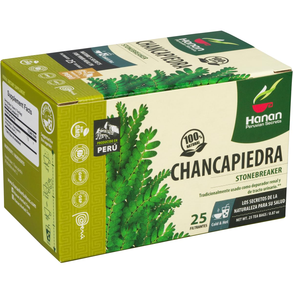 Chanca Piedra Tea “Stone Breaker” 25 Teabags of Dried Chancapiedra Leaves Wild-Grown in Peru