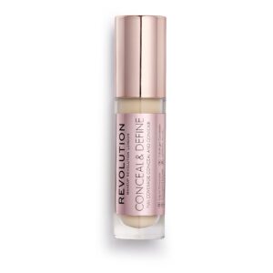 makeup revolution conceal and define concealer, full coverage & matte finish, c6.5 for medium/tan skin tones, vegan & cruelty-free, 0.7 fl oz