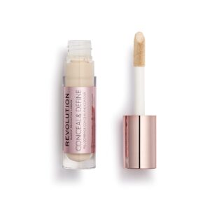 Makeup Revolution Conceal and Define Concealer, Full Coverage & Matte Finish, C6.5 for Medium/Tan Skin Tones, Vegan & Cruelty-Free, 0.7 Fl Oz