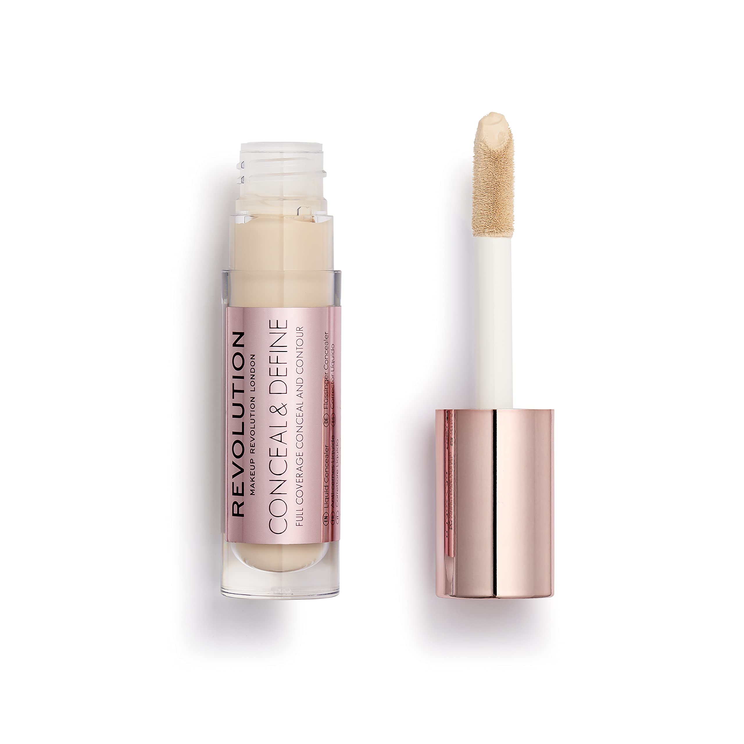 Makeup Revolution Conceal and Define Concealer, Full Coverage & Matte Finish, C6.5 for Medium/Tan Skin Tones, Vegan & Cruelty-Free, 0.7 Fl Oz