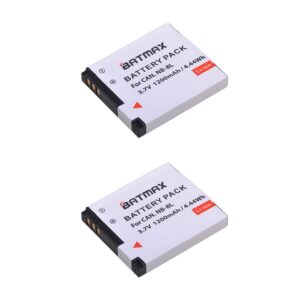 Batmax 2Pcs 1200mAh NB-8L Batteries + Charger Kits for Canon PowerShot A2200 is,A3000 is,A3100 is,A3200 is,A3300 is Digital Cameras