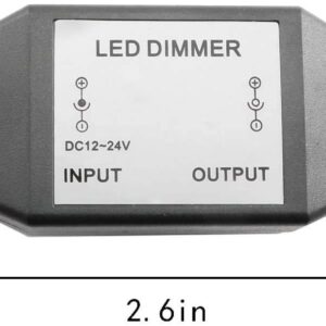 Maxmoral 1pc DC 12V 24V LED Strip Dimmer Switch with DC Female Male Adapter Single Color Mini LED Lamp Lighting Accessories Brightness Adjustable Controller Manual Knob Dimmer Switch Black