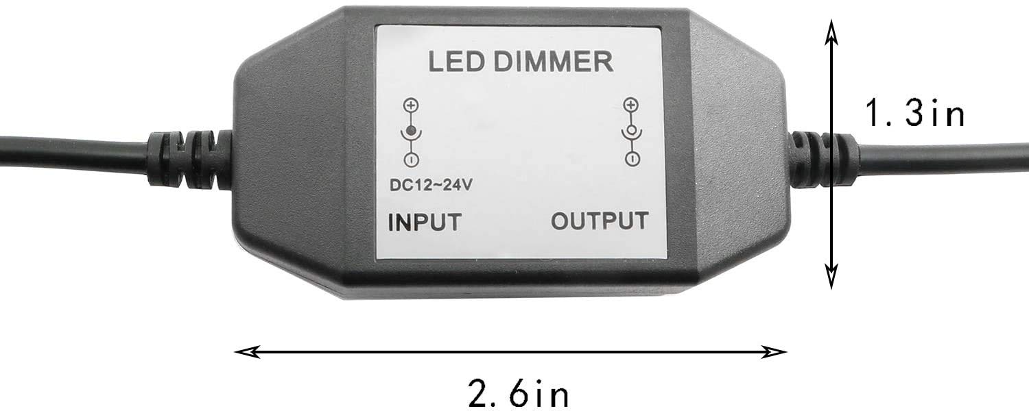 Maxmoral 1pc DC 12V 24V LED Strip Dimmer Switch with DC Female Male Adapter Single Color Mini LED Lamp Lighting Accessories Brightness Adjustable Controller Manual Knob Dimmer Switch Black