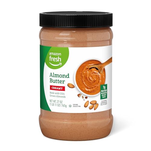 Amazon Fresh, Creamy Almond Butter, 27 Oz (Previously Happy Belly, Packaging May Vary)