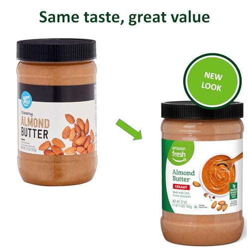 Amazon Fresh, Creamy Almond Butter, 27 Oz (Previously Happy Belly, Packaging May Vary)