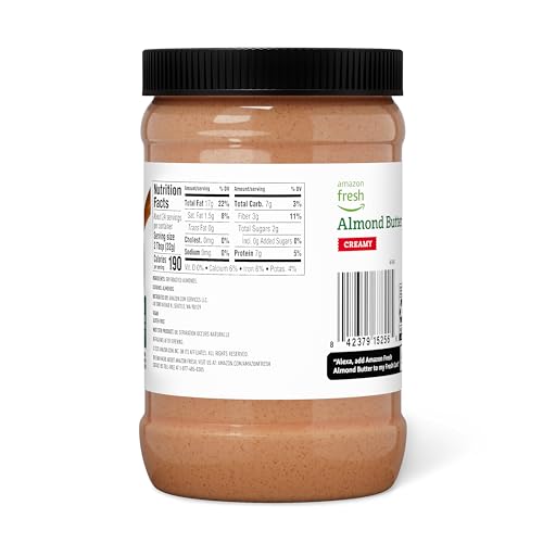 Amazon Fresh, Creamy Almond Butter, 27 Oz (Previously Happy Belly, Packaging May Vary)