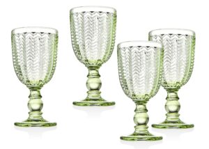 twill goblet beverage glass cup by godinger - emerald green - set of 4