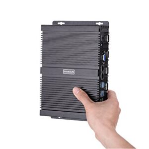 HUNSN Fanless Industrial PC, Mini Computer, Intel Core I5 3317U, Windows XP / 11 or Linux Ubuntu, IM02, VGA, HDMI, 2 x LAN, 4 x COM RS232, 4 x USB2.0, 4 x USB3.0, 8G RAM, 512G SSD, 1TB HDD