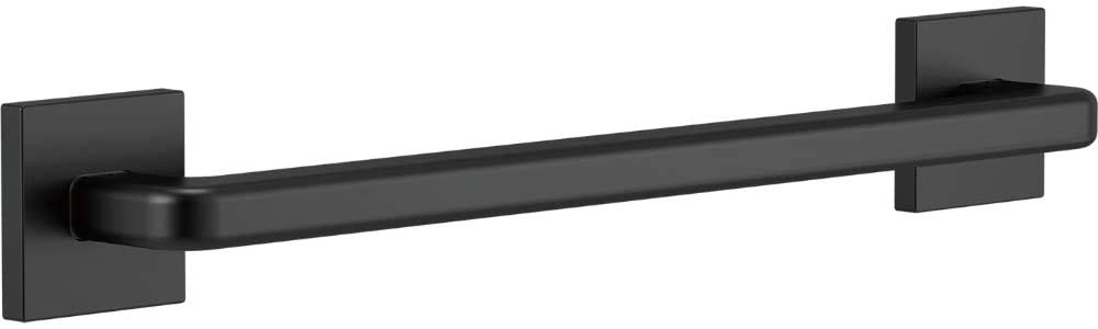 Delta Faucet 41918-BL Modern Angular Concealed Screw ADA-Compliant Decorative Grab Bar, 18 in x 1-1/4 in, Flat Black