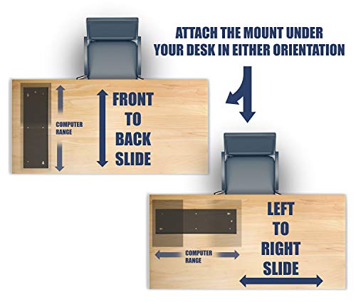 Mount-It! Under Desk CPU Mount with Adjustable Straps, Computer Tower Holder with Sliding Track and 360 Degree Swivel, 22 Lb Capacity, Black