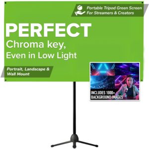 Valera Explorer Green Screen with Stand - Portable Chroma Key Panel, 1000 Free Backgrounds Included, Wrinkle Resistant Green Fabric Backdrop, Tripod & Wall Mount, Carry Case, Portrait & Wide Landscape