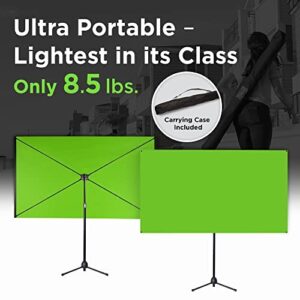 Valera Explorer Green Screen with Stand - Portable Chroma Key Panel, 1000 Free Backgrounds Included, Wrinkle Resistant Green Fabric Backdrop, Tripod & Wall Mount, Carry Case, Portrait & Wide Landscape