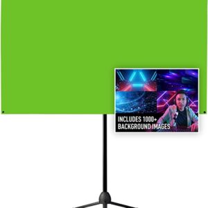 Valera Explorer Green Screen with Stand - Portable Chroma Key Panel, 1000 Free Backgrounds Included, Wrinkle Resistant Green Fabric Backdrop, Tripod & Wall Mount, Carry Case, Portrait & Wide Landscape