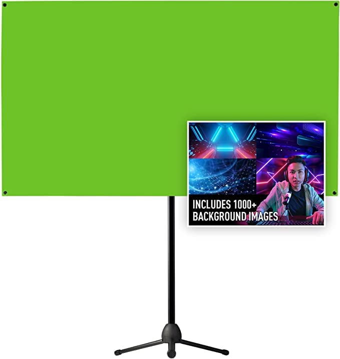 Valera Explorer Green Screen with Stand - Portable Chroma Key Panel, 1000 Free Backgrounds Included, Wrinkle Resistant Green Fabric Backdrop, Tripod & Wall Mount, Carry Case, Portrait & Wide Landscape