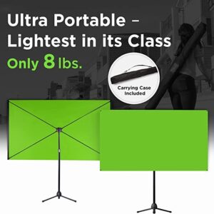 Valera Explorer Green Screen with Stand - Portable Chroma Key Panel, 1000 Free Backgrounds Included, Wrinkle Resistant Green Fabric Backdrop, Tripod & Wall Mount, Carry Case, Portrait & Wide Landscape