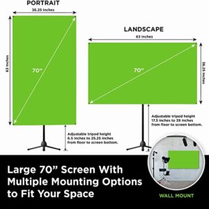 Valera Explorer Green Screen with Stand - Portable Chroma Key Panel, 1000 Free Backgrounds Included, Wrinkle Resistant Green Fabric Backdrop, Tripod & Wall Mount, Carry Case, Portrait & Wide Landscape