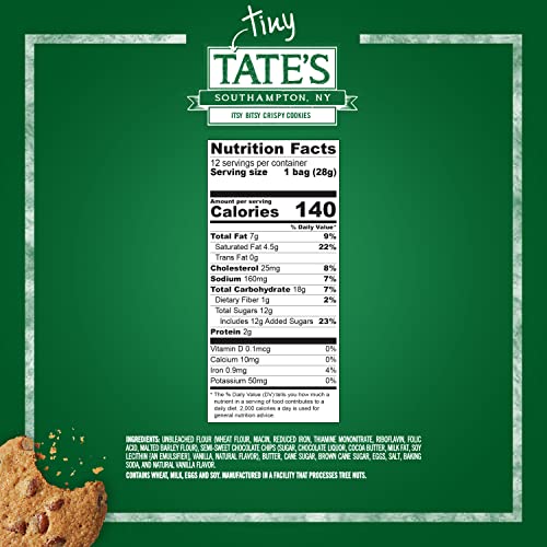 Tate's Bake Shop Tiny Chocolate Chip Cookies, 24 - 1 oz Bags