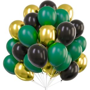 partywoo black gold and green balloons, 60 pcs 12 inch green balloons, black balloons and gold balloons, green gold black balloons for black party decorations, green birthday decorations