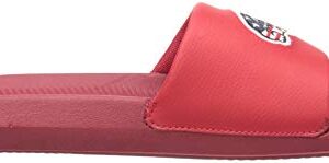 Lacoste Men's Croco Slide Legacy Sandal, Red/Navy/White, 10